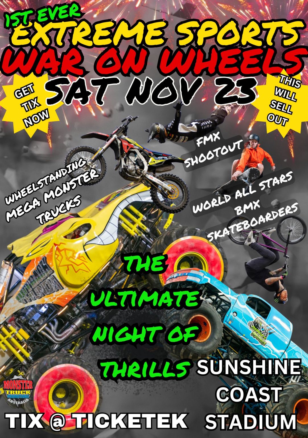 EXTREME SPORTS WAR ON WHEELS | Monster Truck Promotions Australia