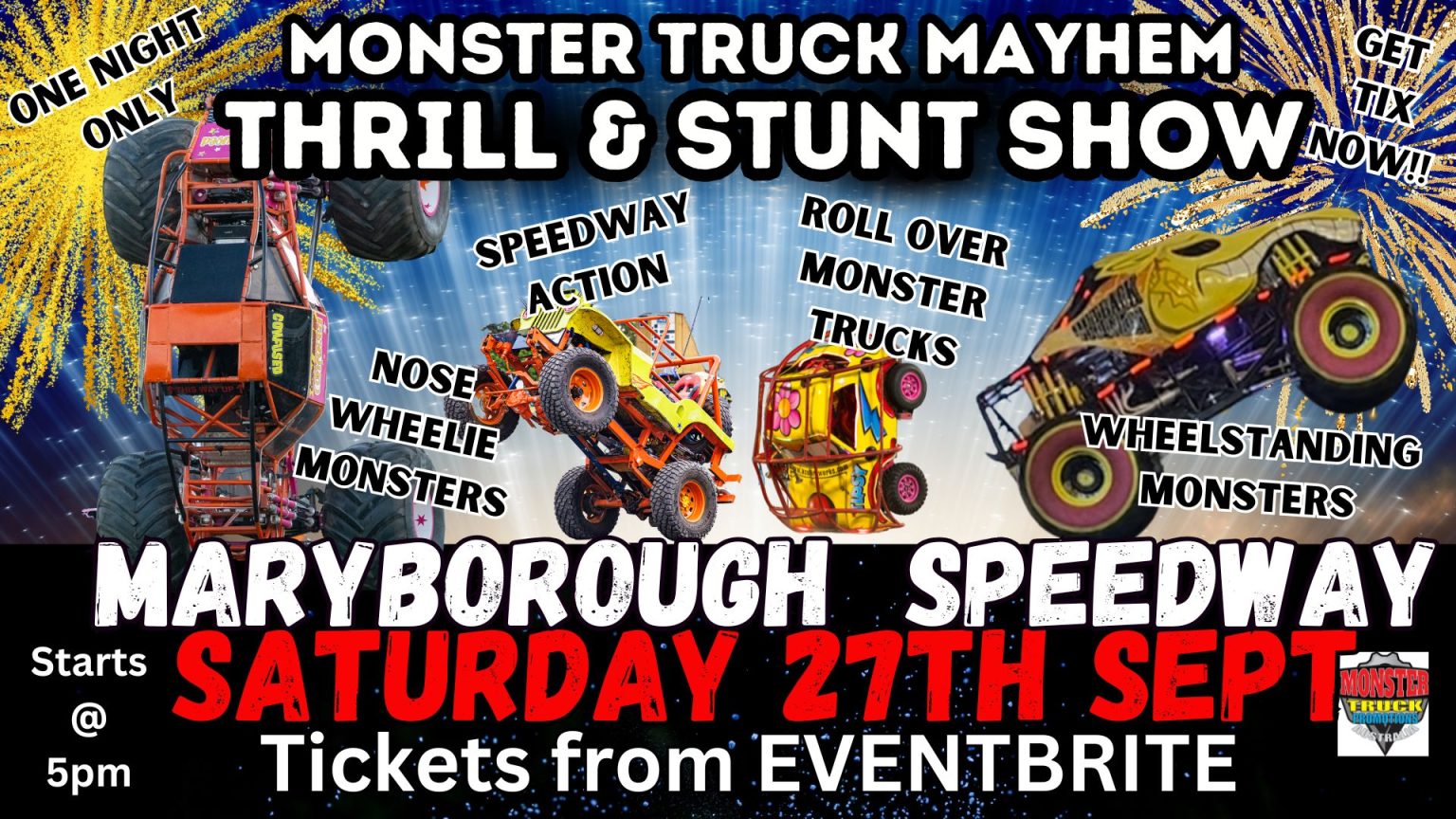 Monster Truck Mayhem Thrill & Stunt Show Maryborough Speedway | Monster ...